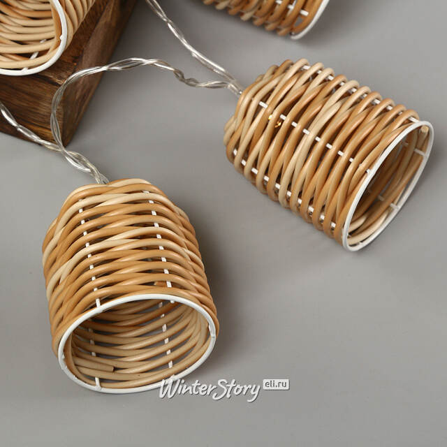 Светодиодная гирлянда на батарейках Лексингтон 1.35 м, 10 теплых белых LED, прозрачный ПВХ, IP44 ...